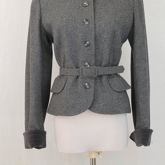 jaeger | Jackets & Coats | Vintage Jaeger Belted Gray Wool Jacket Uk 8 ...